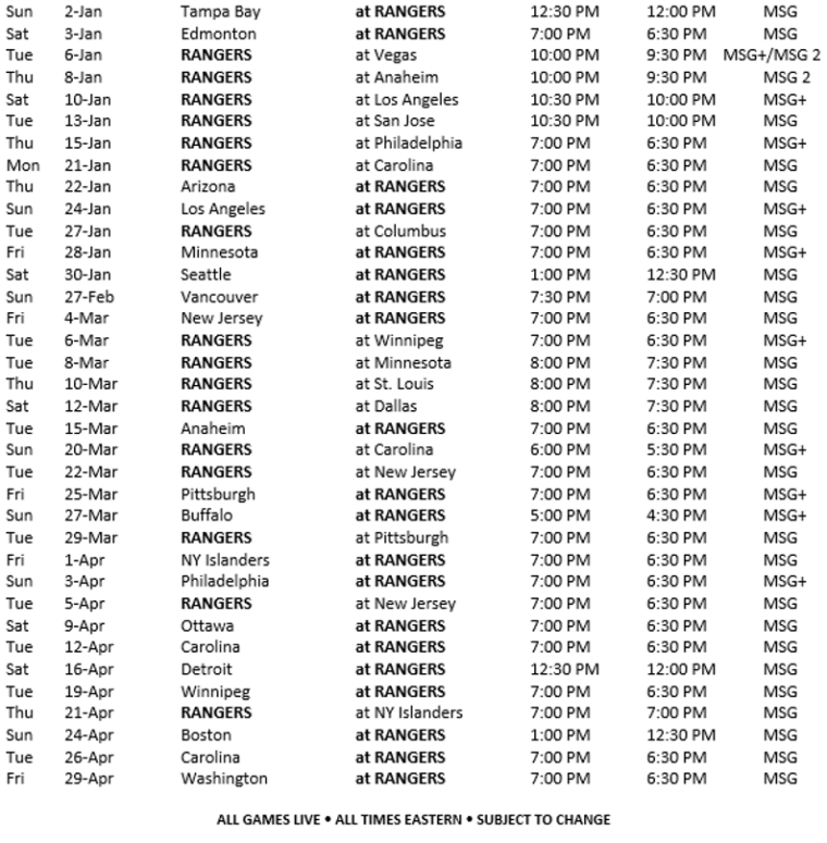 MSG Networks Announces 2021 22 New York Rangers Telecast Schedule msg-networks-announces-2021-22-new-york-rangers-telecast-schedule